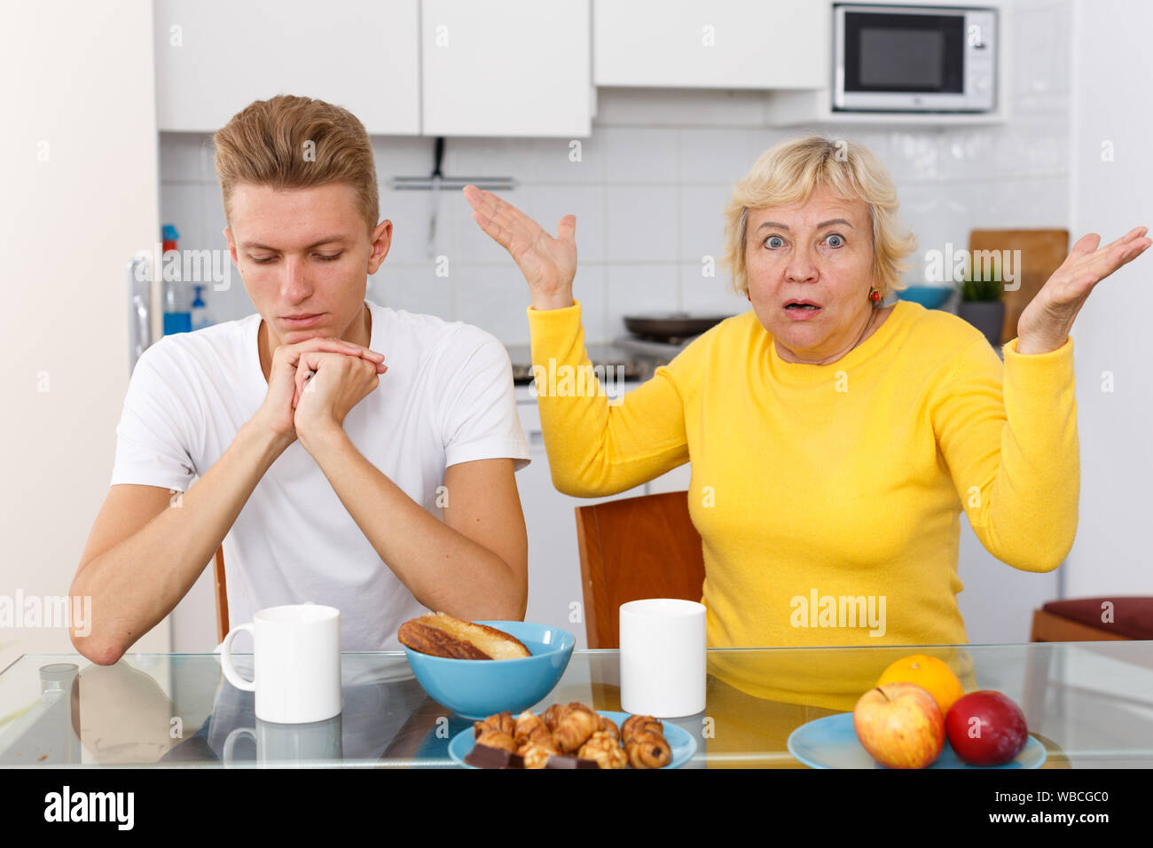 Mother ashamed of son hi-res stock photography and images - Alamy