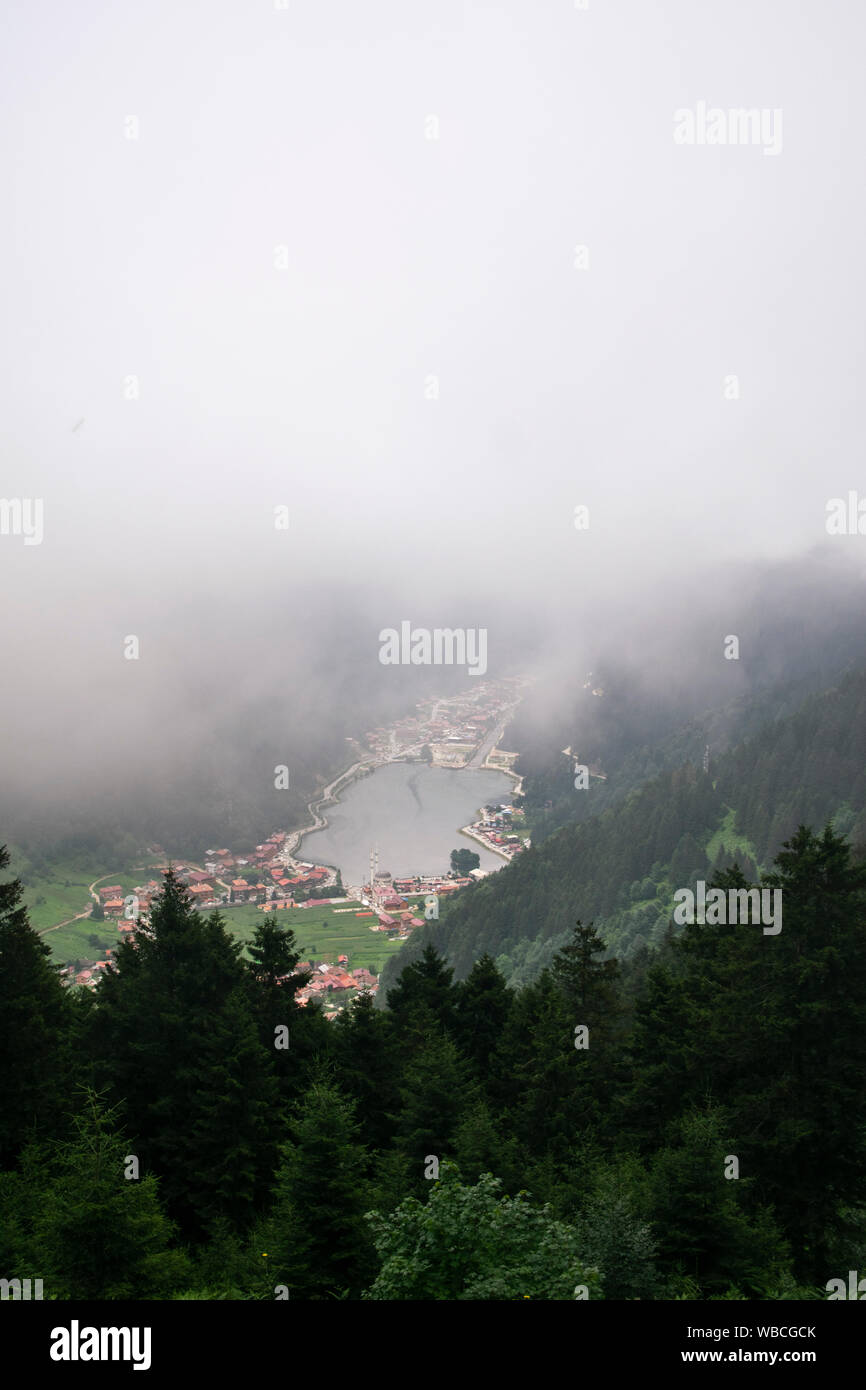 Uzungol lake view (Long lake) top view of the mountains and lake in ...