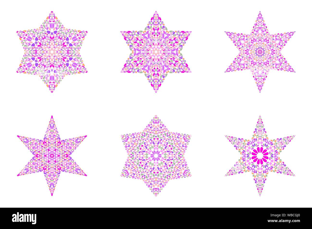 Isolated geometrical flower ornament star shape set - vector element ...