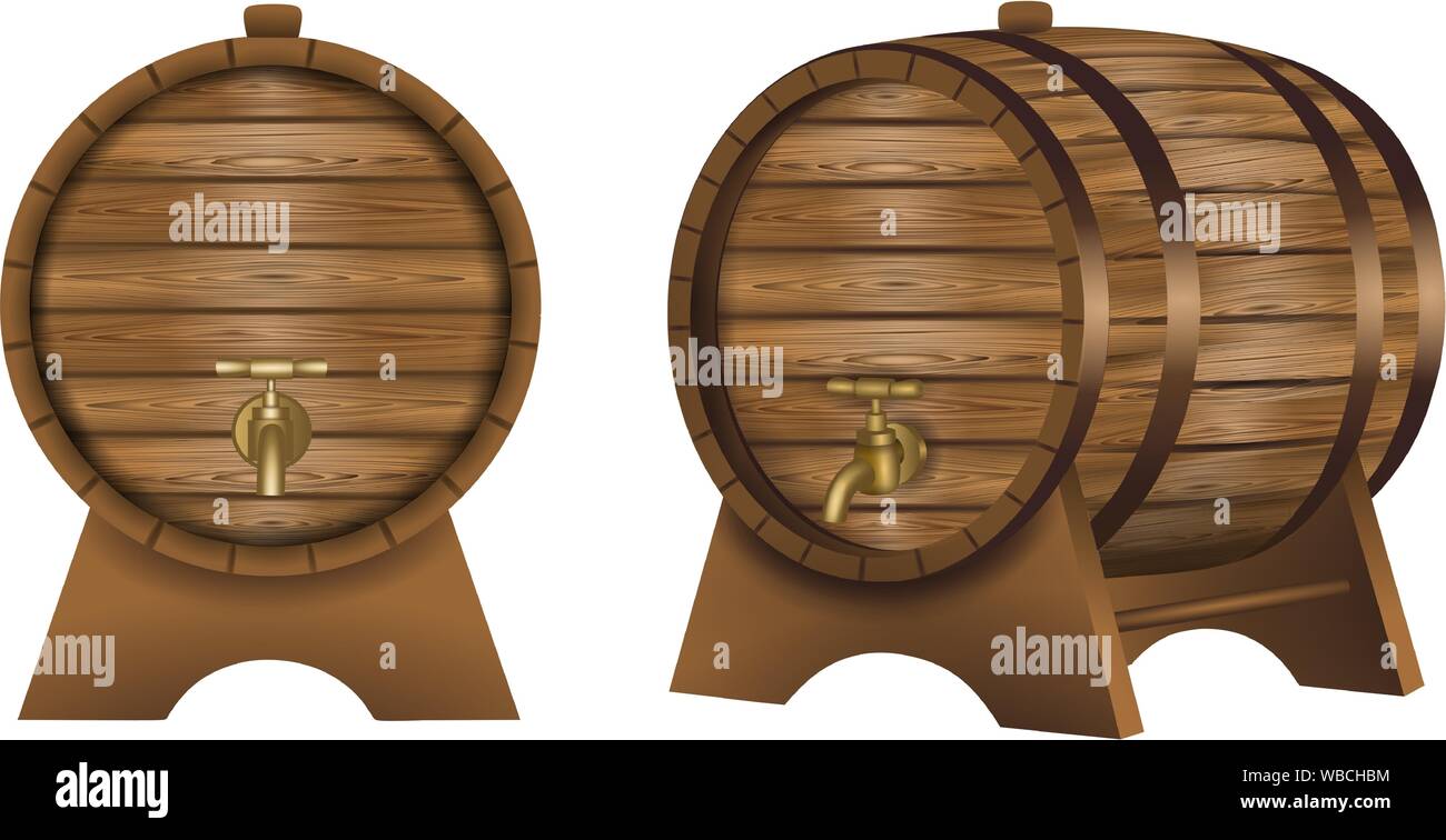 Wooden oak barrels wine Stock Vector Images - Alamy