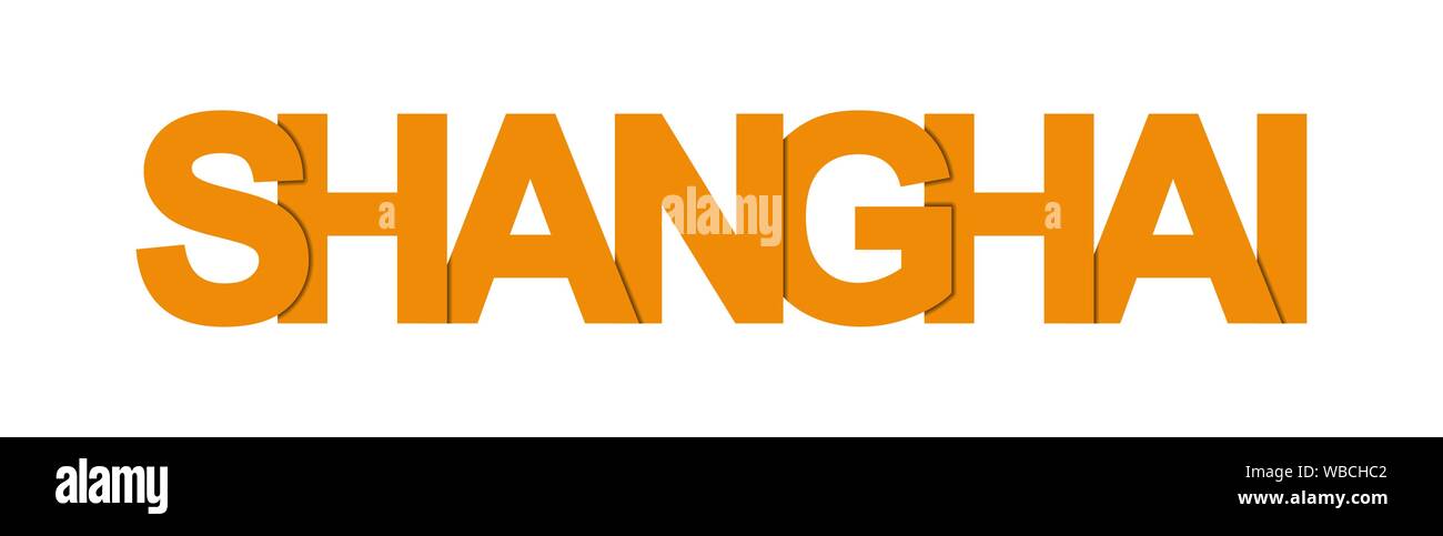 SHANGHAI. Color banner with the name of the city in the East of China ...