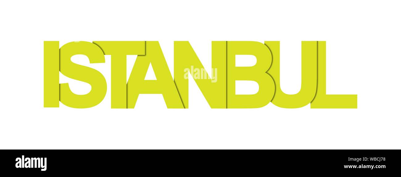 ISTANBUL. Color banner with the name of the capital of Turkey. Banner ...