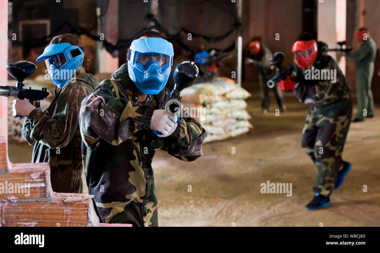 positive players of blue team are ready for offensive on battlefield ...