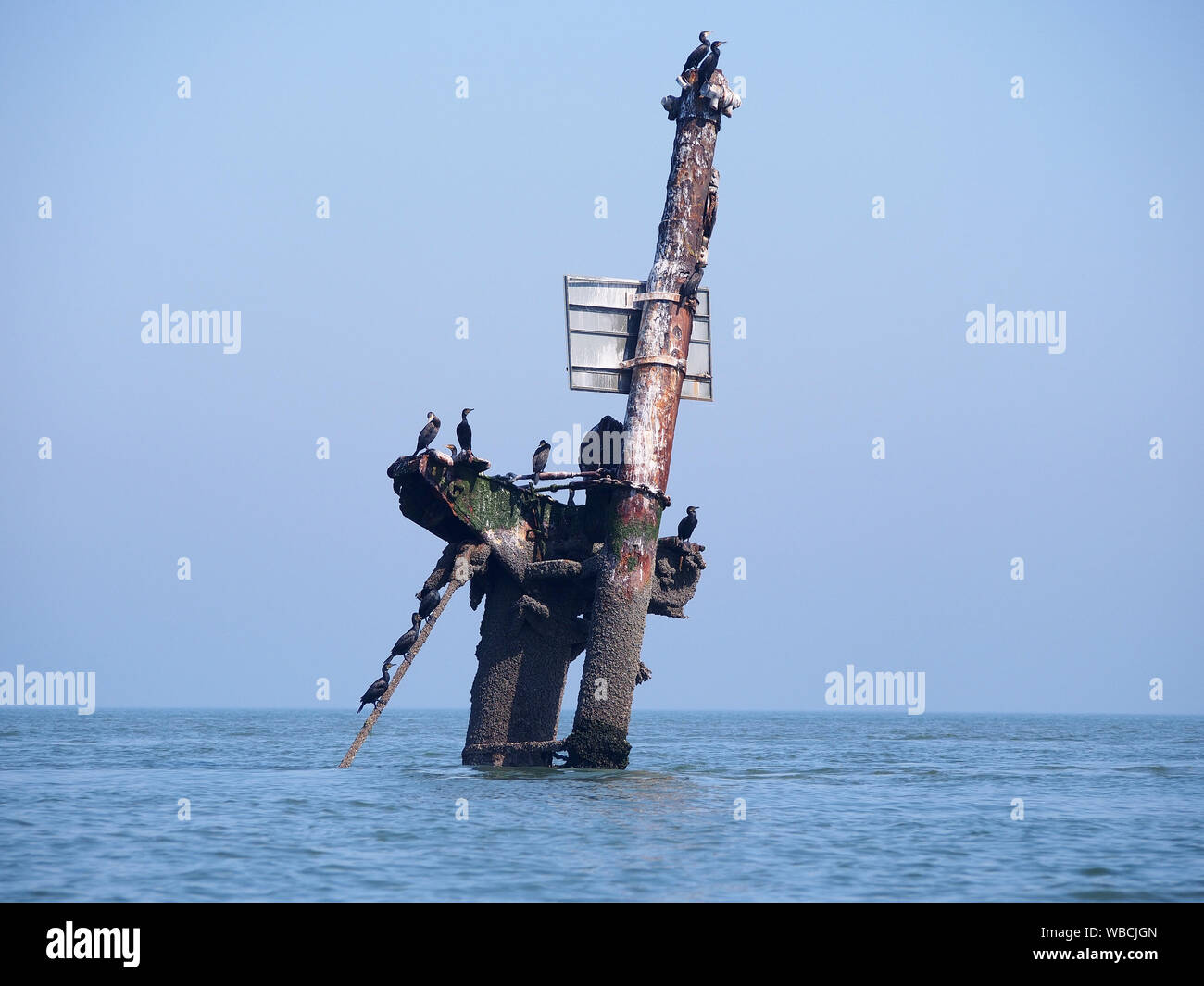 Sheerness, Kent, UK. 26th August, 2019. The deteriorating wreck of the ...