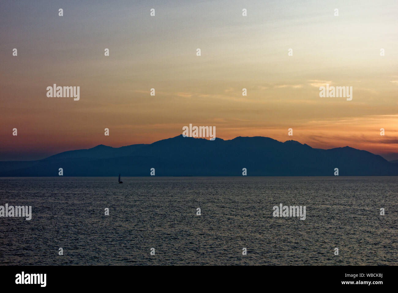 Isle of Arran seen at sunset, Scotland, United Kingdom Stock Photo - Alamy