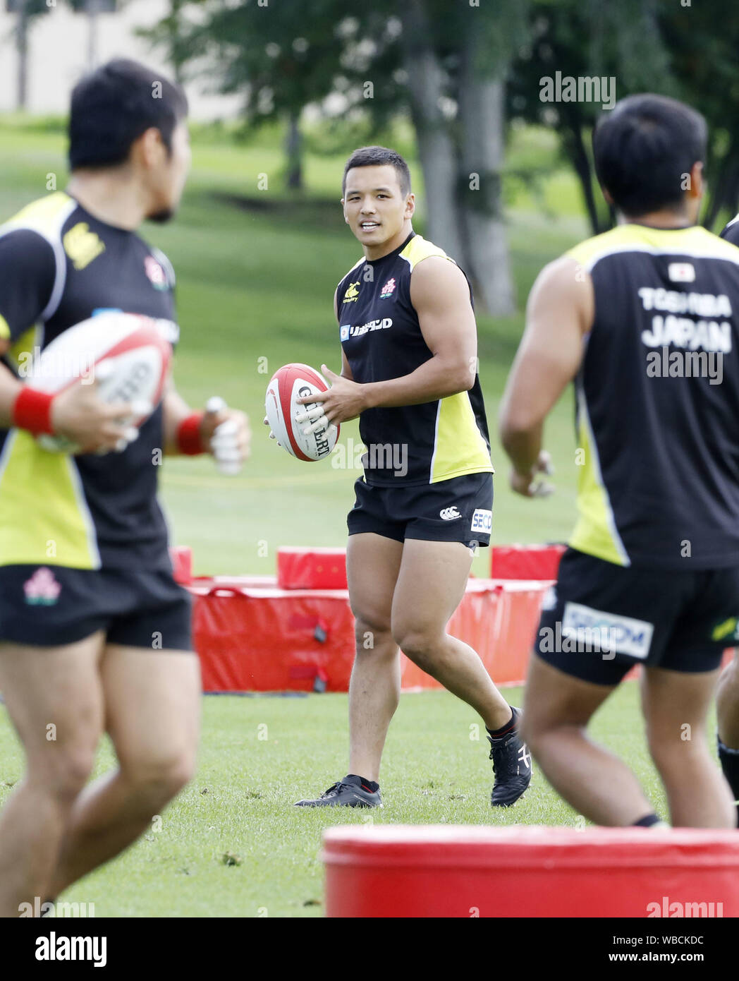 Abashiri, Japan. 26th Aug, 2019. Japan's national rugby team members ...