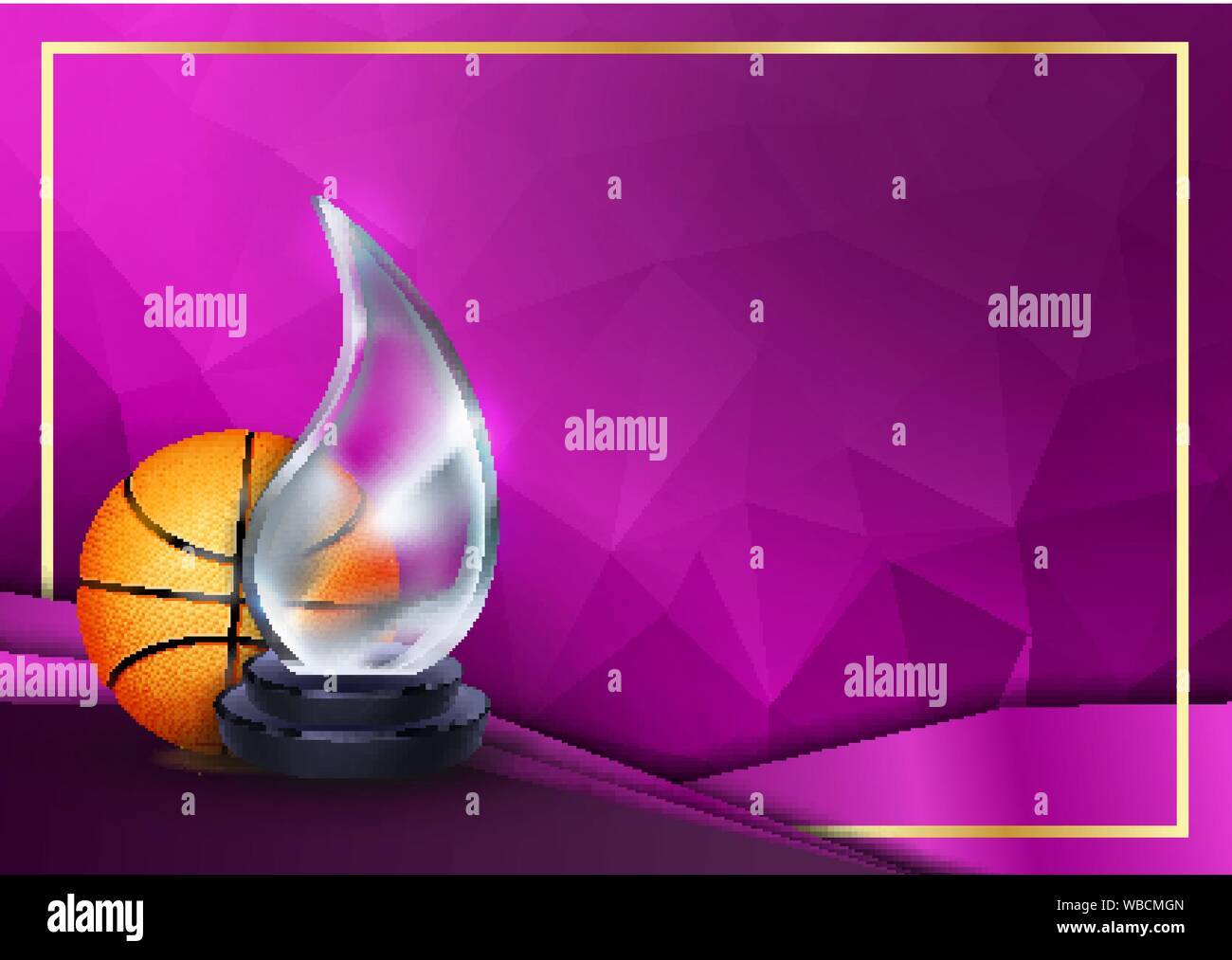 Basketball Certificate Diploma With Glass Trophy Vector. Sport Award ...