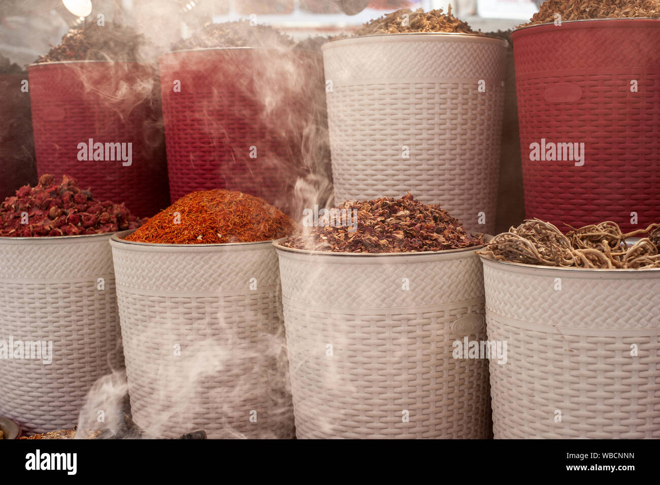 Incense burning in the spice souk of Dubai Creek, United Arab Emirates ...
