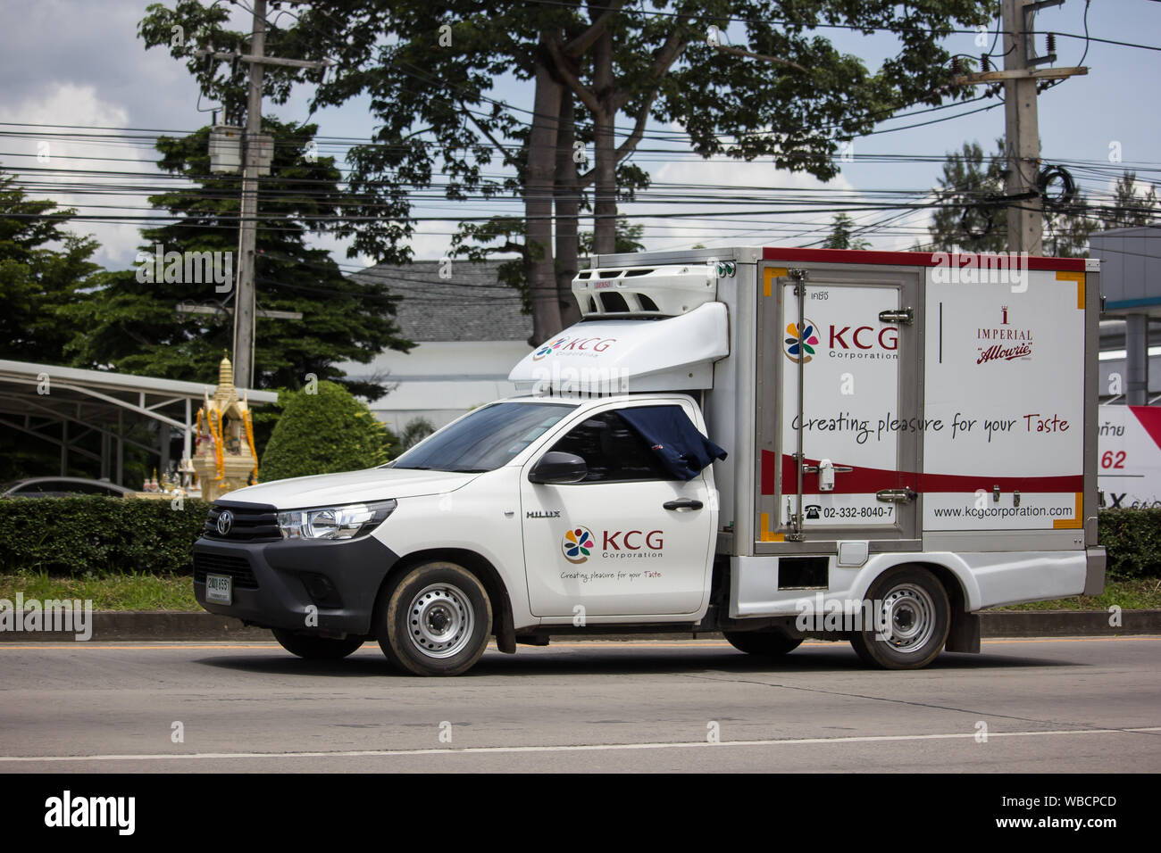 Chiangmai, Thailand - August 20 2019: Container truck of KCG Kim Chua Group. Photo at road no ...