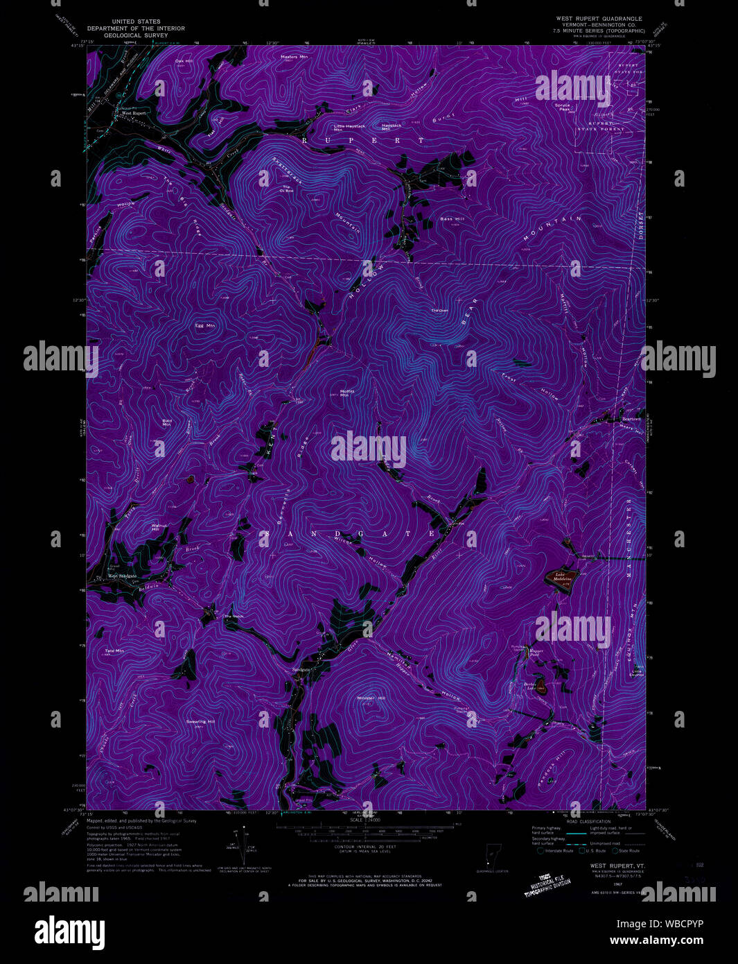USGS Topo Map Vermont VT West Rupert 337713 1967 24000 Inverted ...