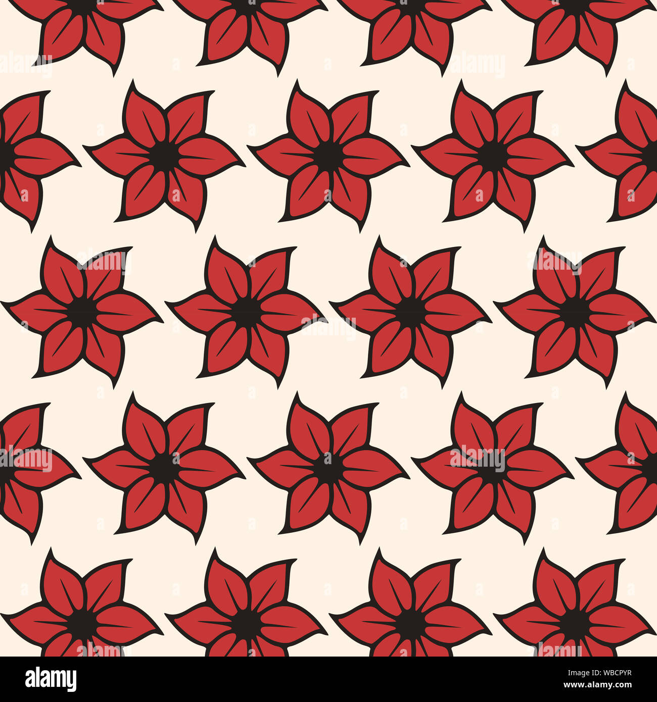 Red floral seamless pattern on white background - Ornamental vector ...