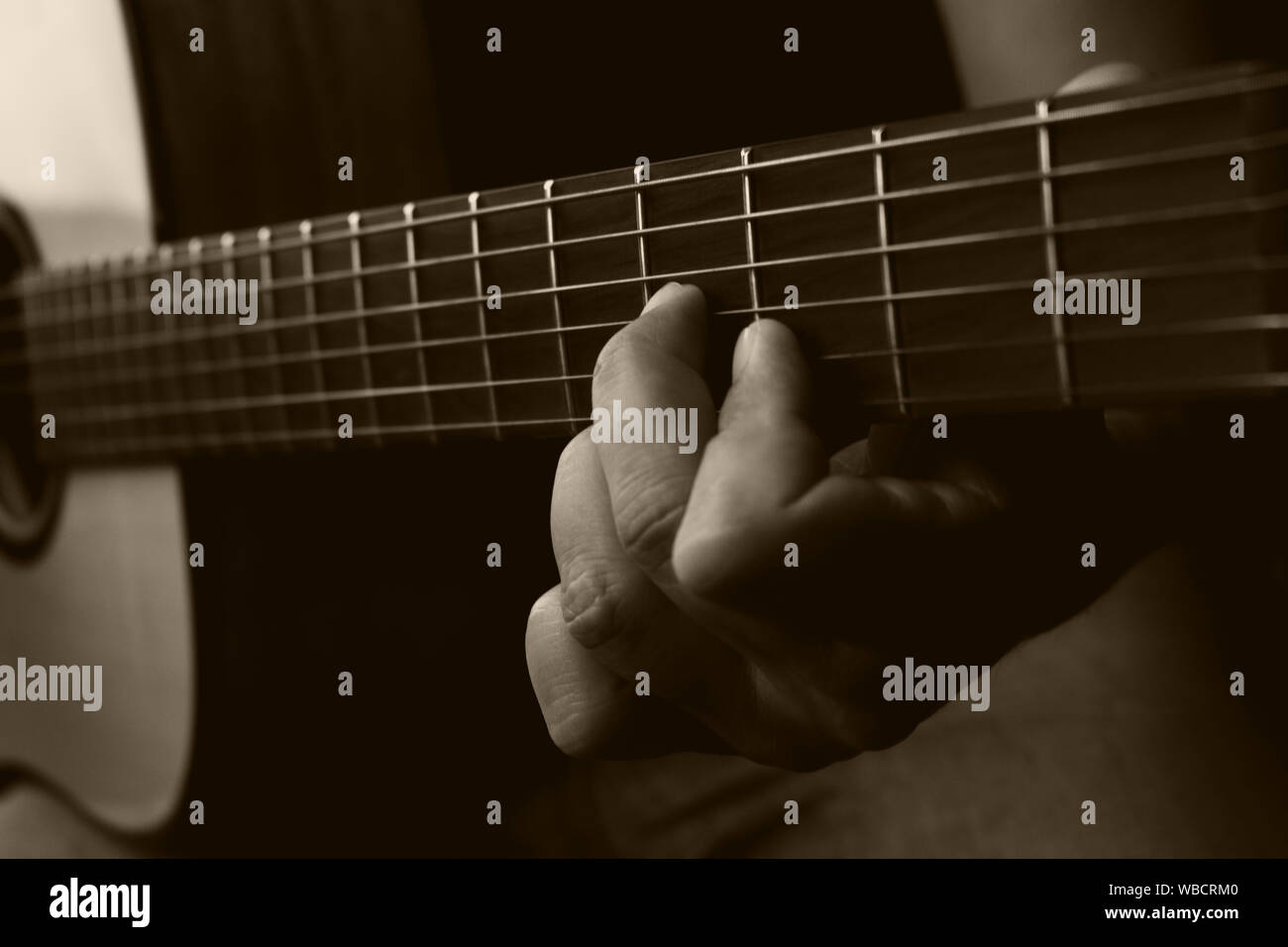 Acoustic Guitar Player Performing. Guitarist Playing In Music Studio ...