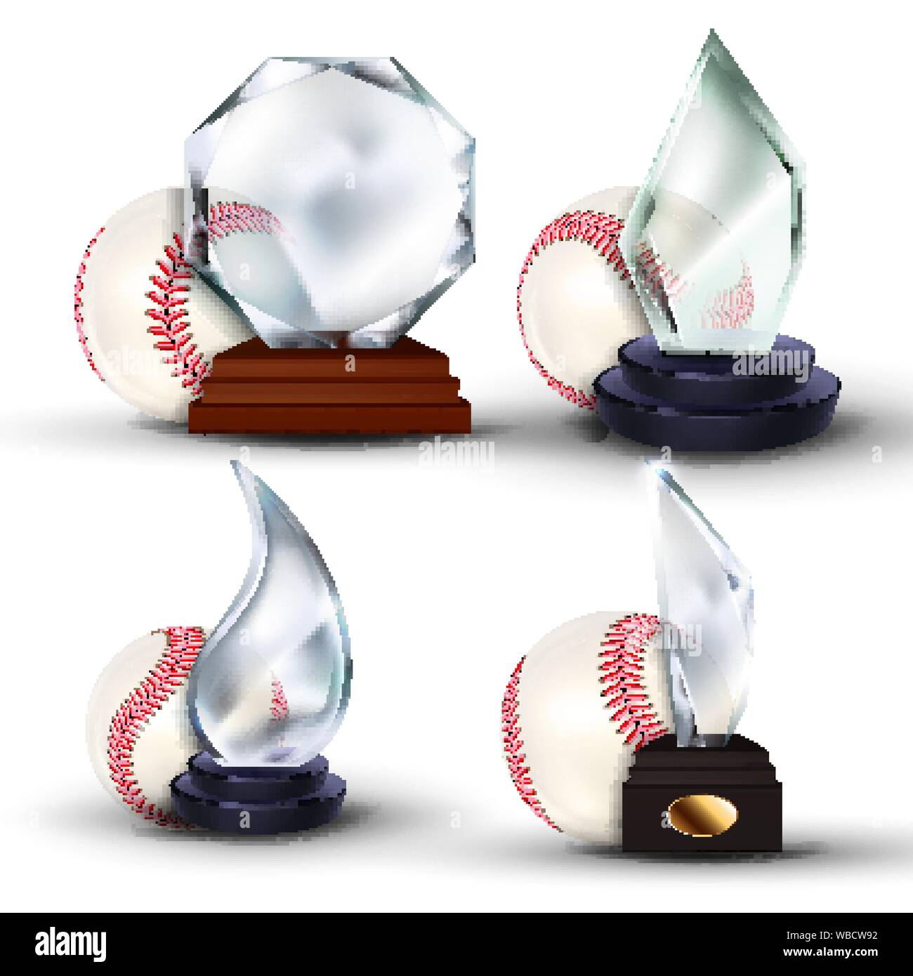 Baseball Game Award Set Vector. Ball, Glass Trophy. Tournament. Design ...