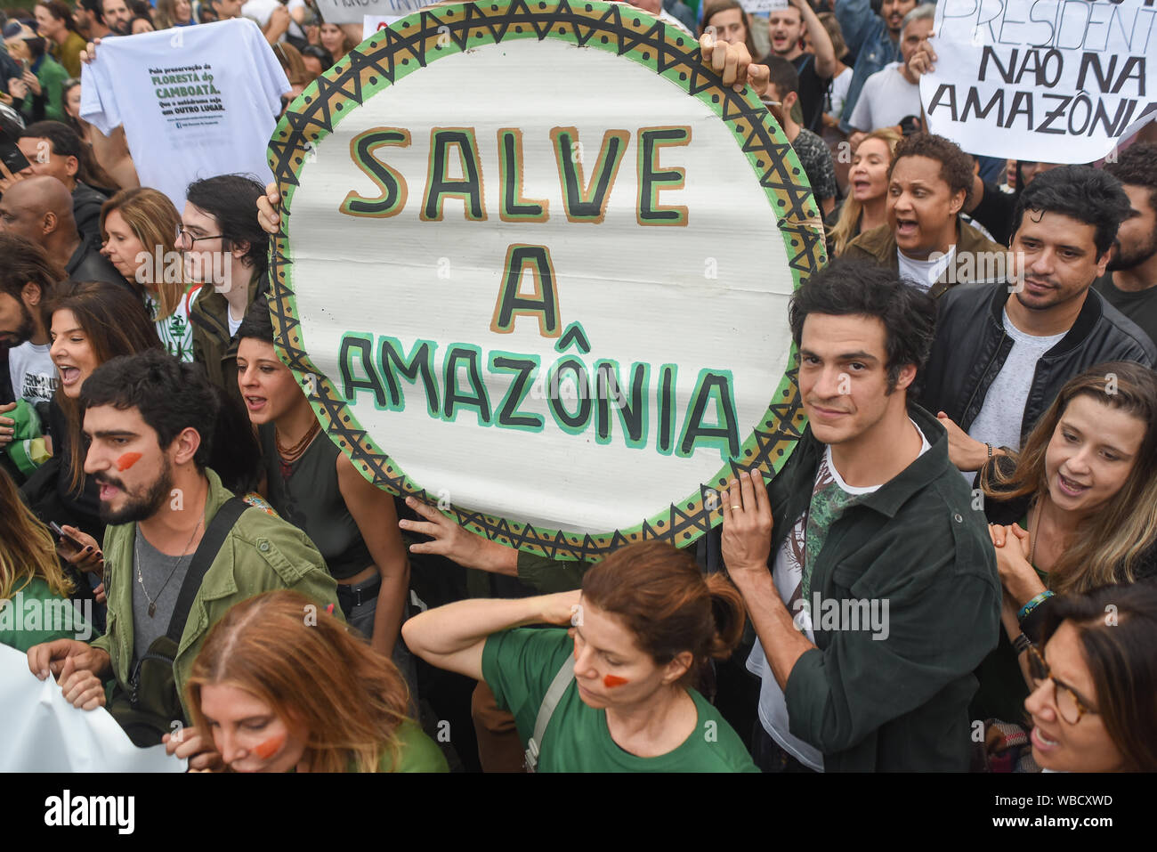 RIO DE JANEIRO, BRAZIL, AUGUST, 25, 2019: protest for the Amazon ...