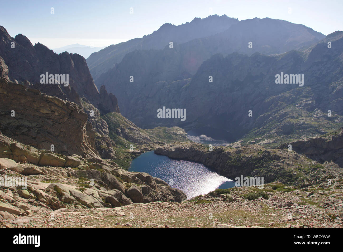 Lac de Capitello and Lac de Melo from GR20 near Bocca alle Porta ...