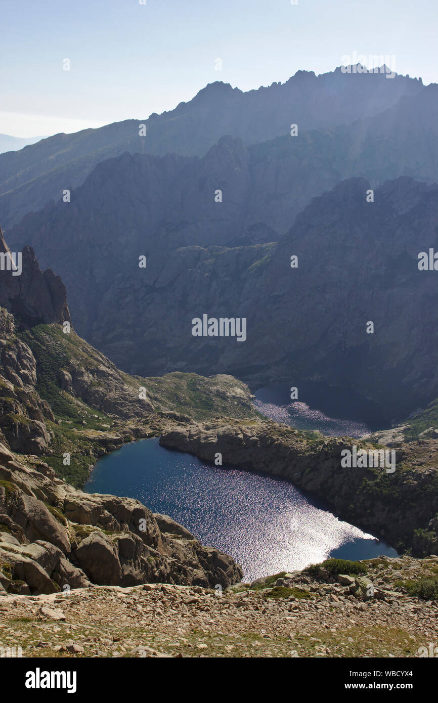 Lac de Capitello and Lac de Melo from GR20 near Bocca alle Porta ...
