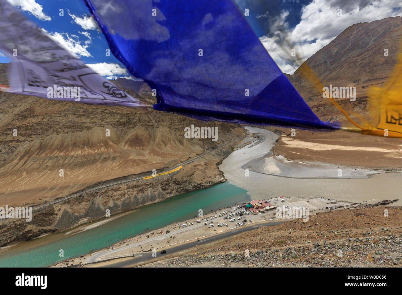 Confluence of Zanskar and Indus river in Leh, Ladakh region, India ...
