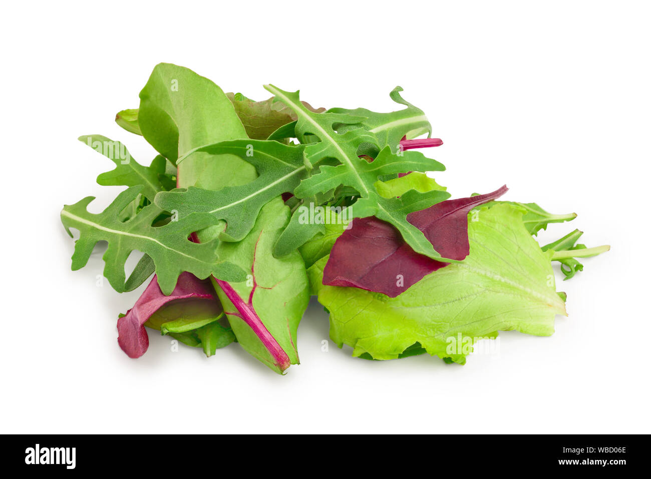 Mix of different salads isolated on white background Stock Photo - Alamy