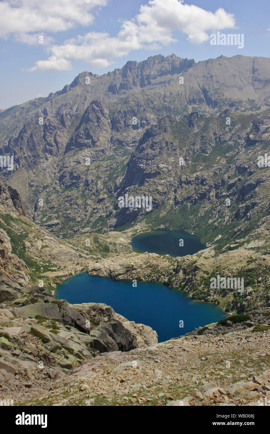 Lac de Capitello and Lac de Melo from GR20 near Bocca alle Porta ...