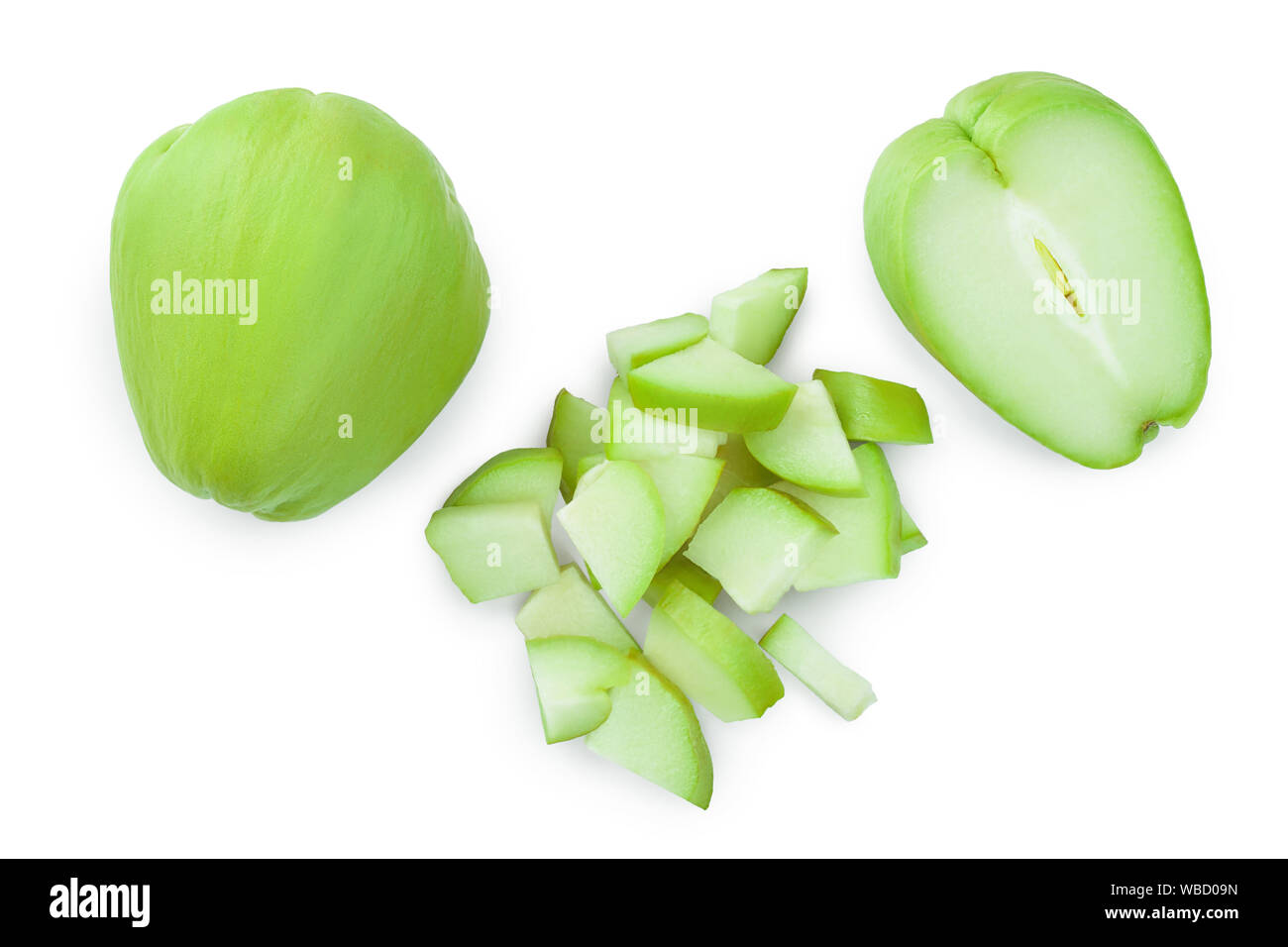 fresh Chayote vegetable or mexican cucumber isolated on white ...