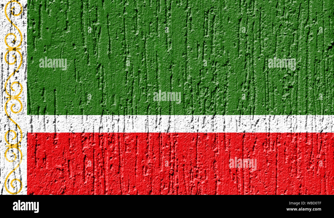 Flag of Chechen Republic close up painted on a cracked wall Stock Photo ...