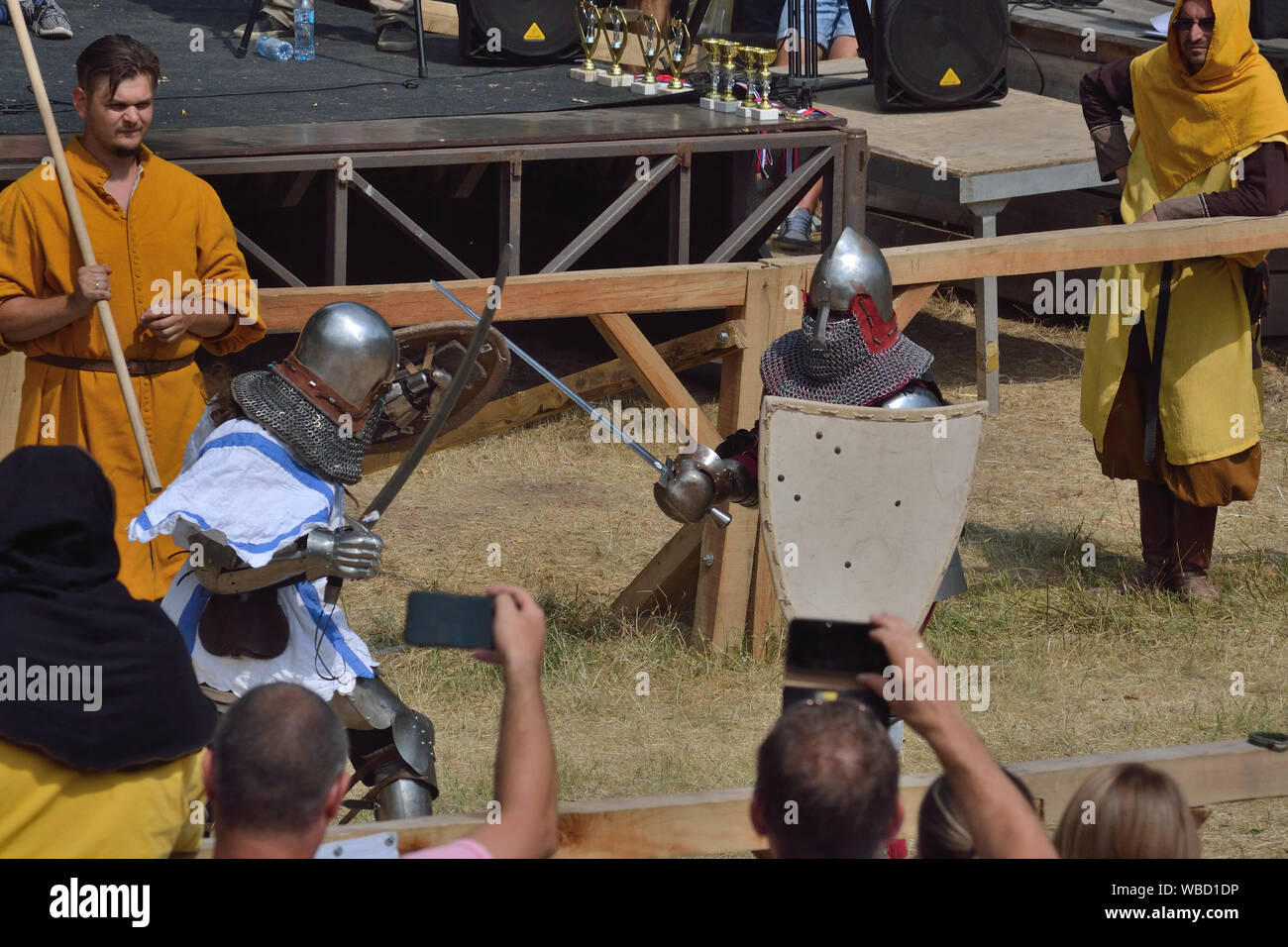 Female knights having a fight, duel. The third day of the international ...