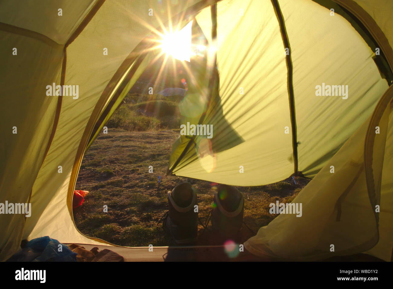 Camping france tent morning hi-res stock photography and images - Alamy