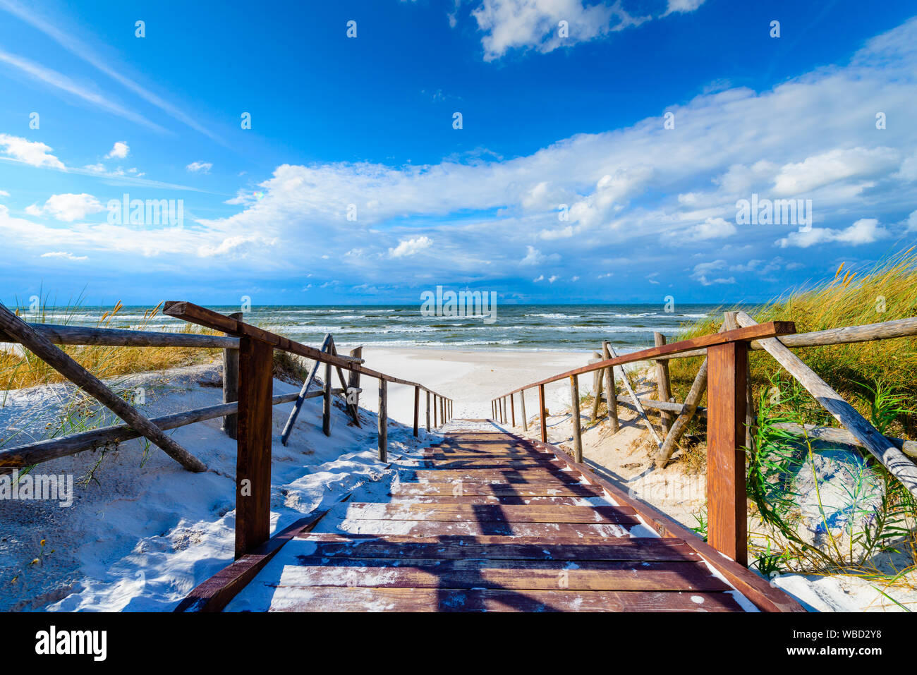 Entrance to sandy Bialogora beach on coast of Baltic Sea, Poland Stock ...