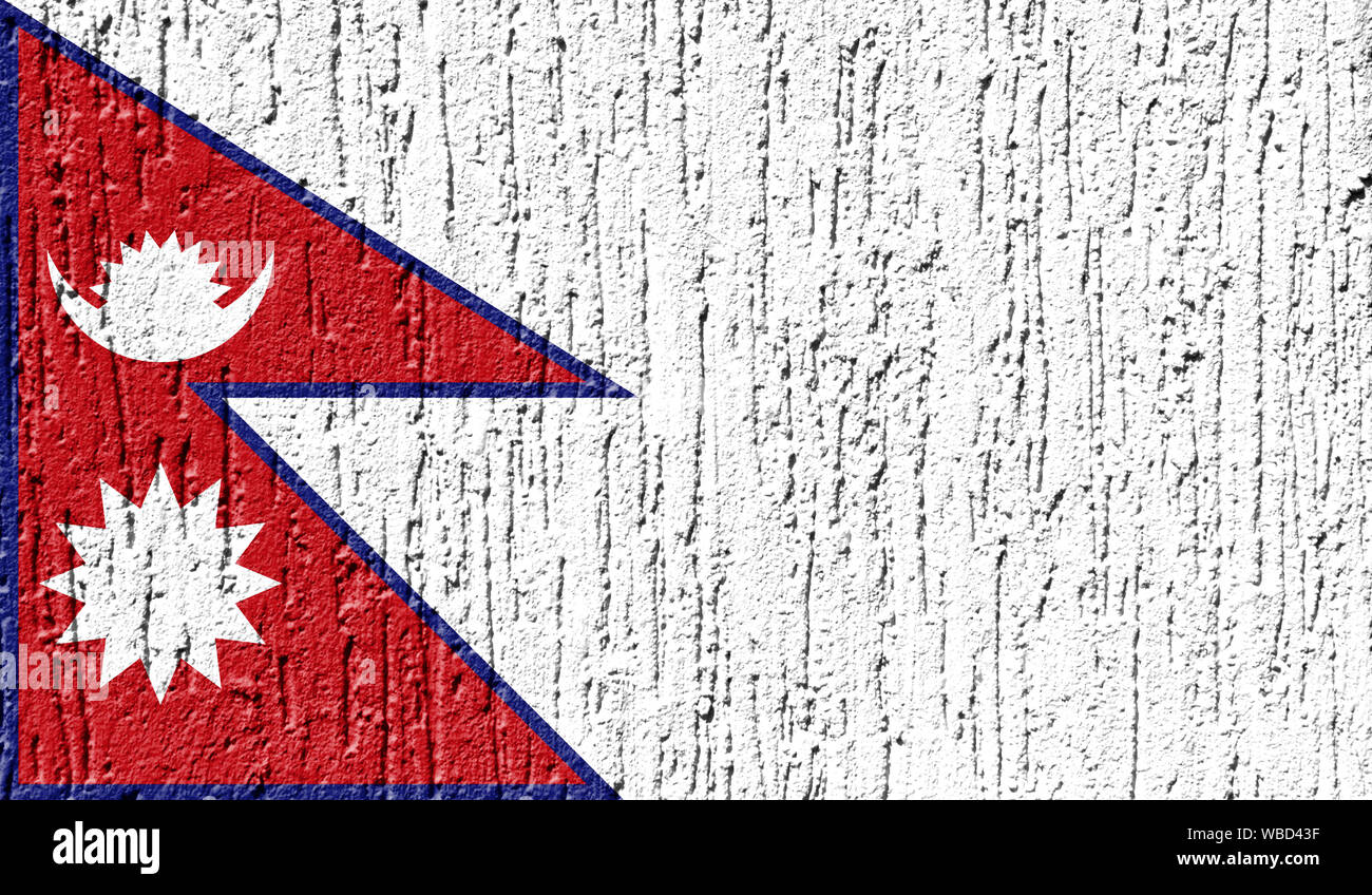 Flag of Nepal close up painted on a cracked wall Stock Photo - Alamy