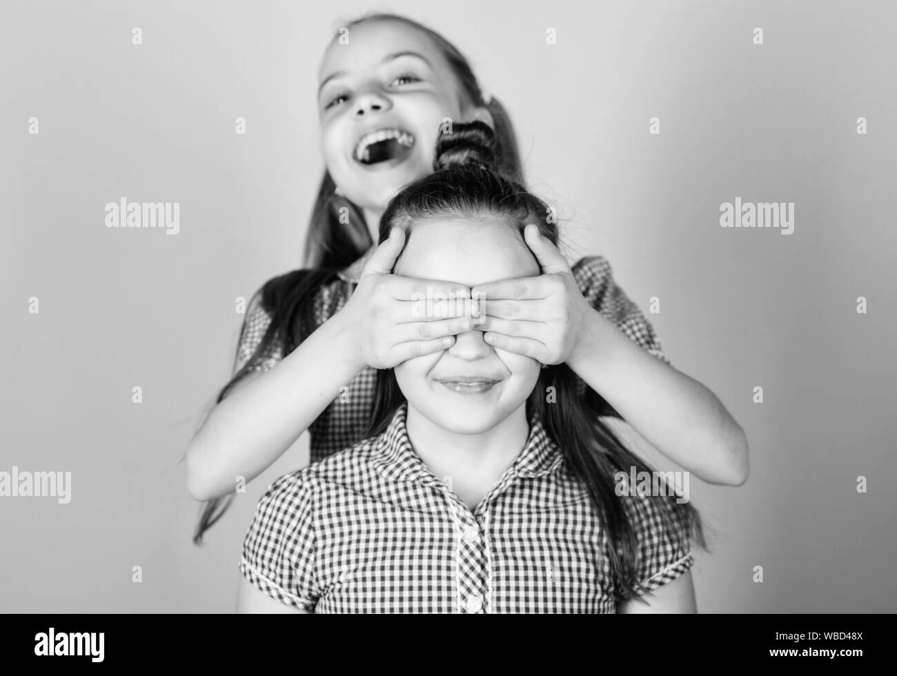Girls sisters having fun together. Adorable sisters smiling faces ...