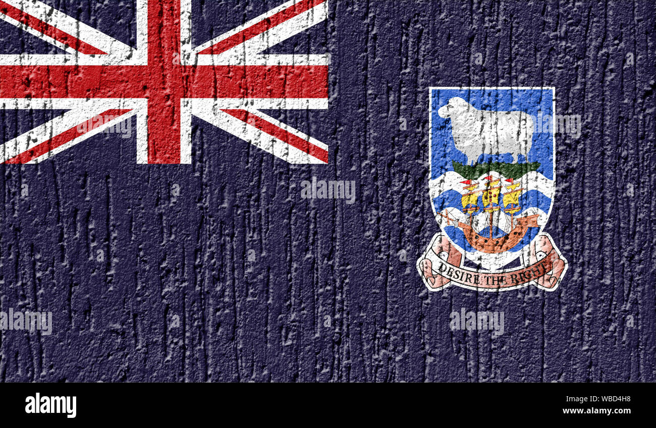 Flag of Falkland Islands close up painted on a cracked wall Stock Photo ...