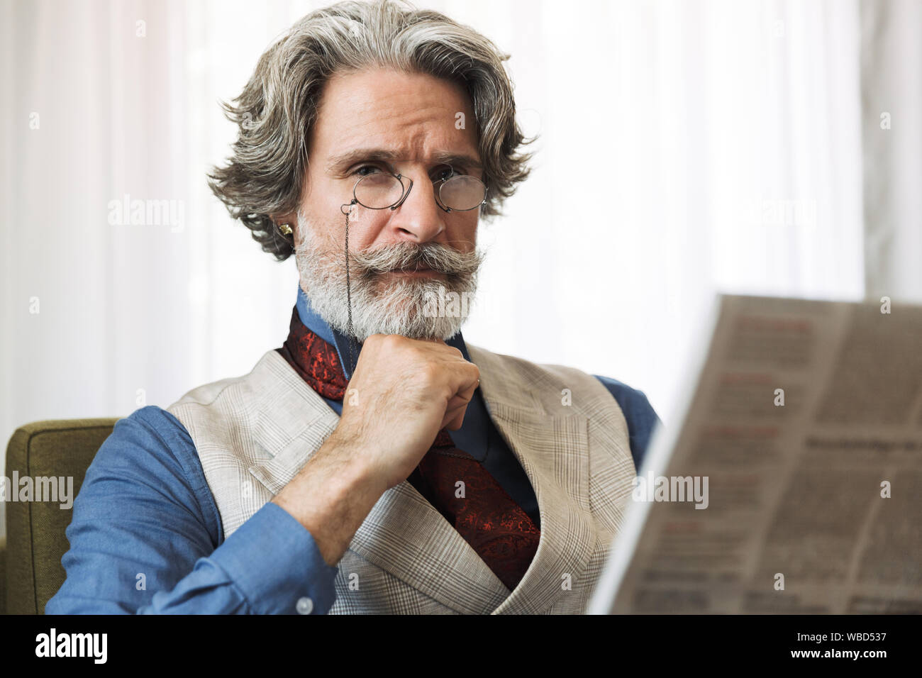 Image of smart adult professor man wearing stylish suit and eyeglasses ...