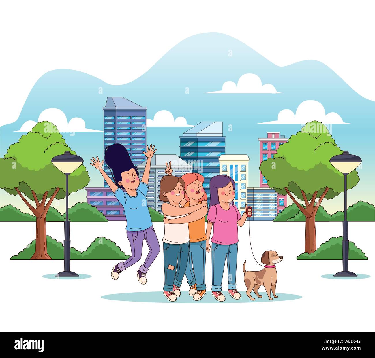Young people having fun in the city Stock Vector Images - Alamy