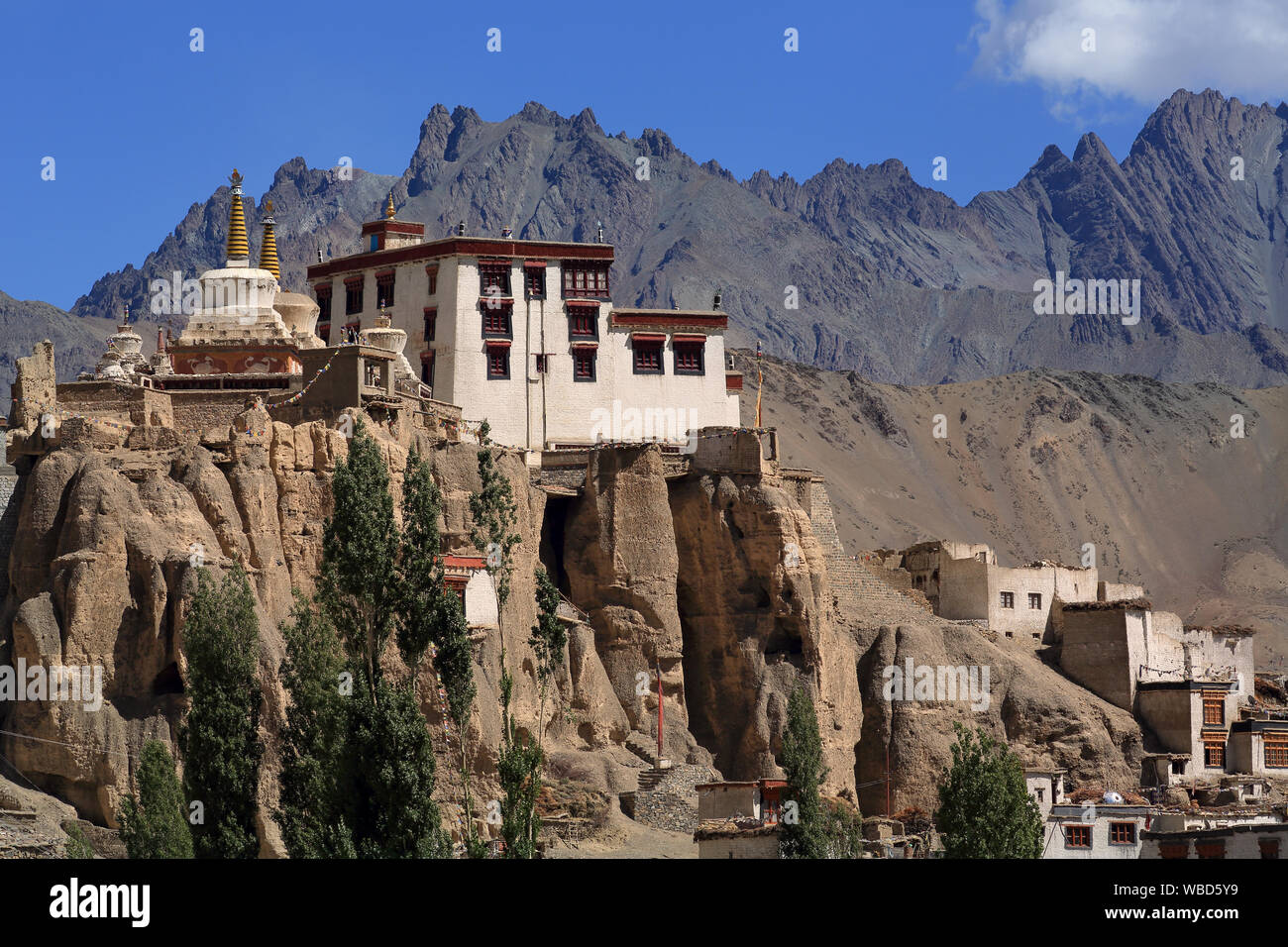 Lamayuru Buddhist monastery and scenic mountain view, Ladakh, India ...