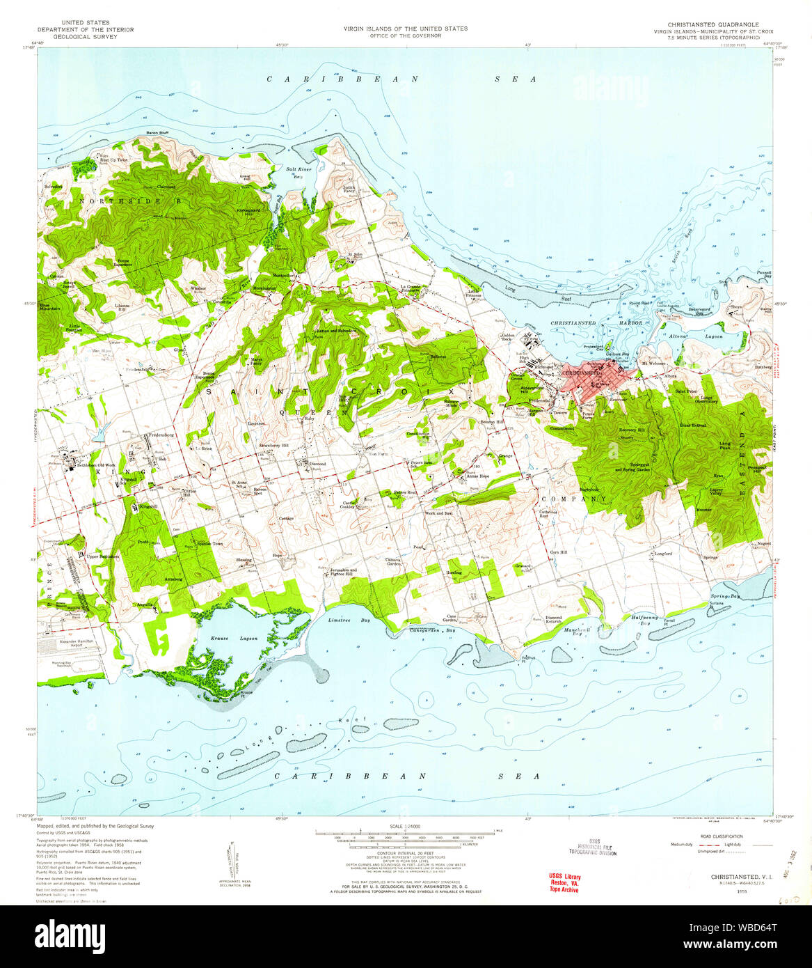 USGS TOPO Map Virgin Islands VI Christiansted 462198 1958 24000 ...