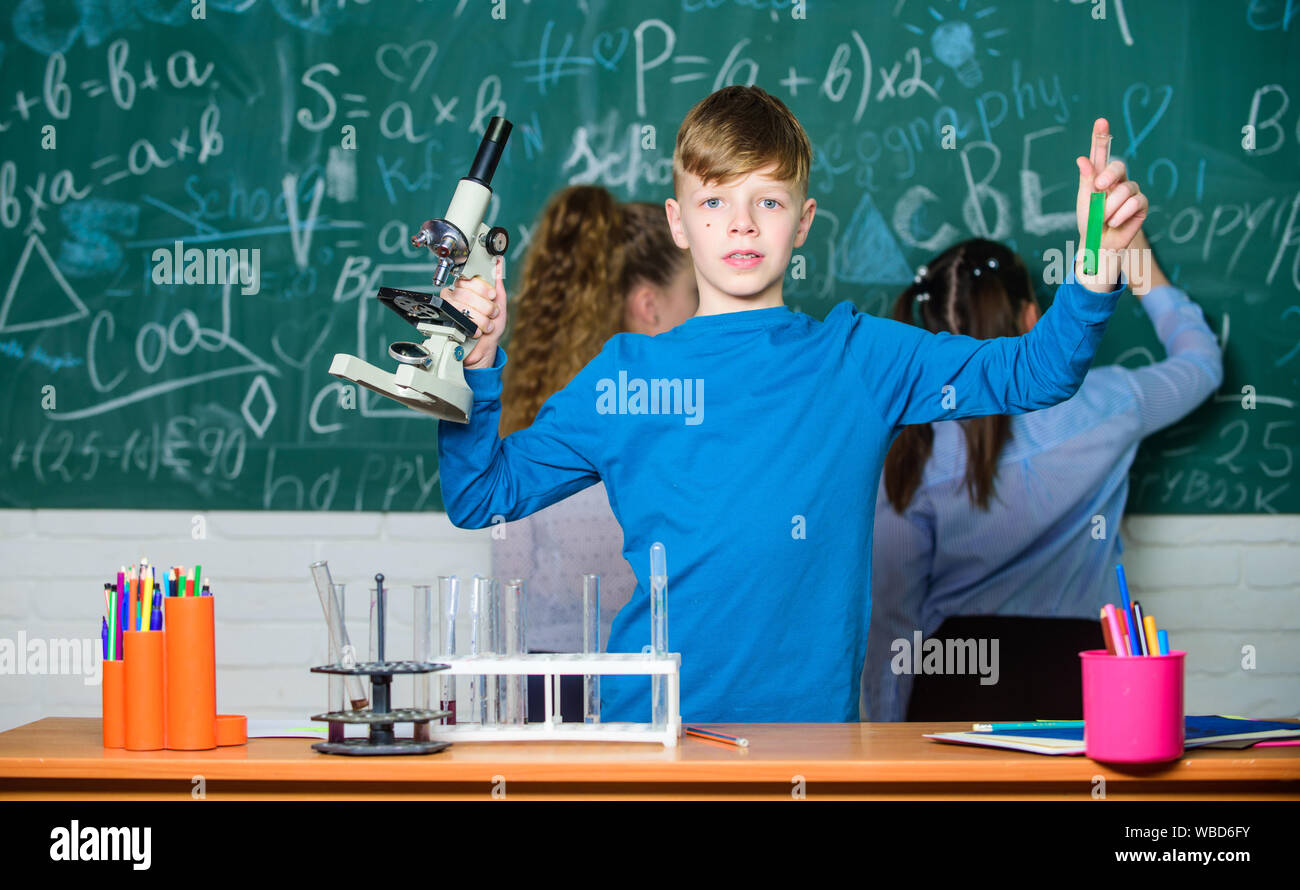 Little children. Science. Little kids scientist earning chemistry in ...