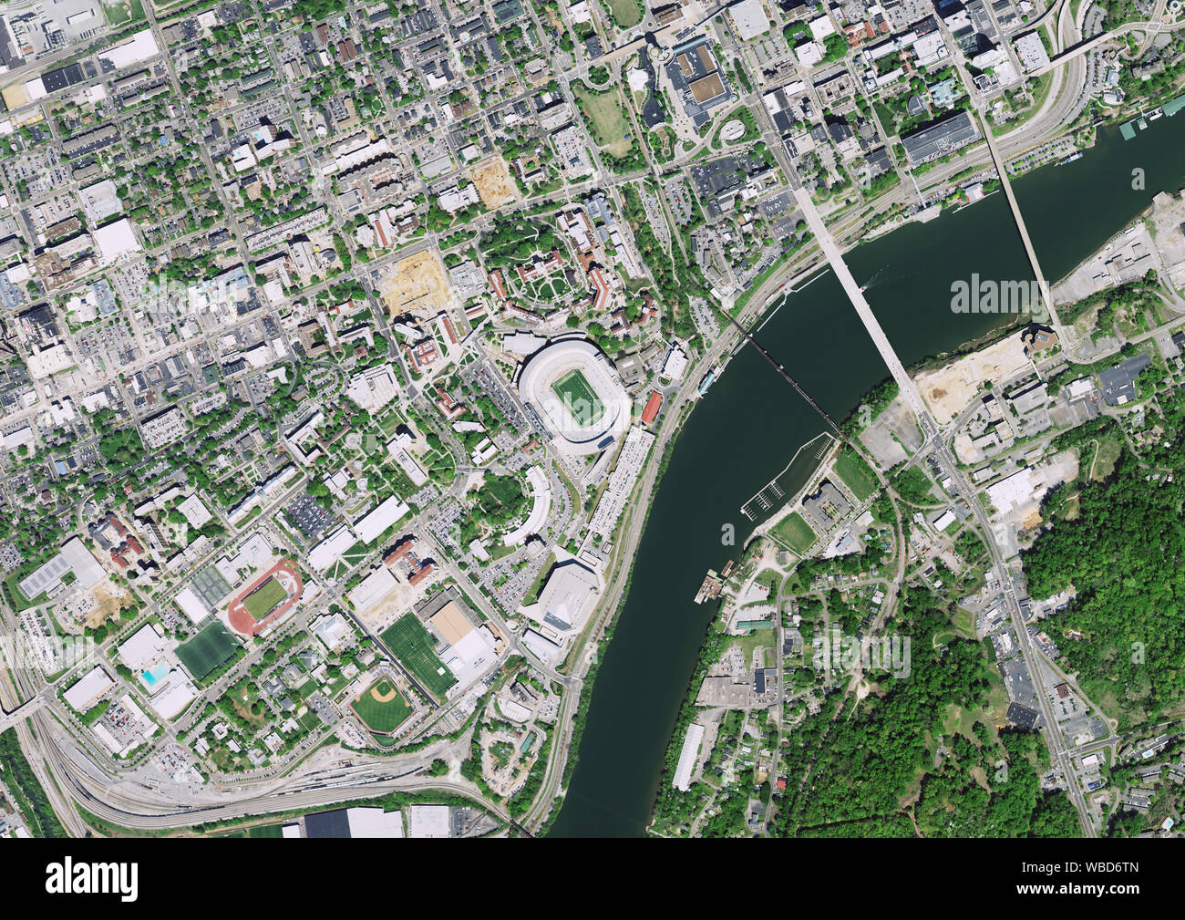 Aerial photography of Neyland Stadium, Knoxville, Tennessee, USA. Image ...