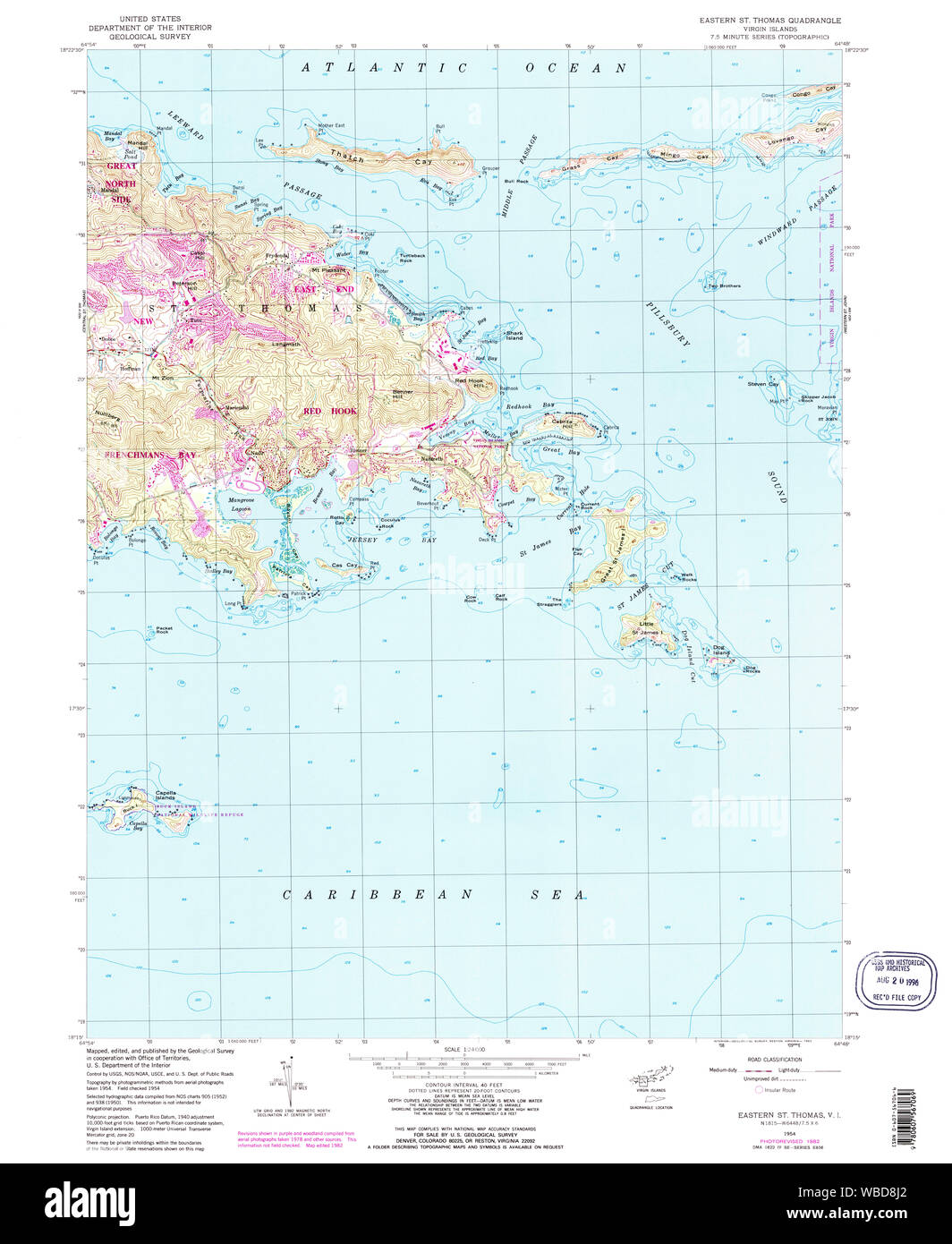 USGS TOPO Map Virgin Islands VI Eastern St Thomas 462206 1954 24000 ...