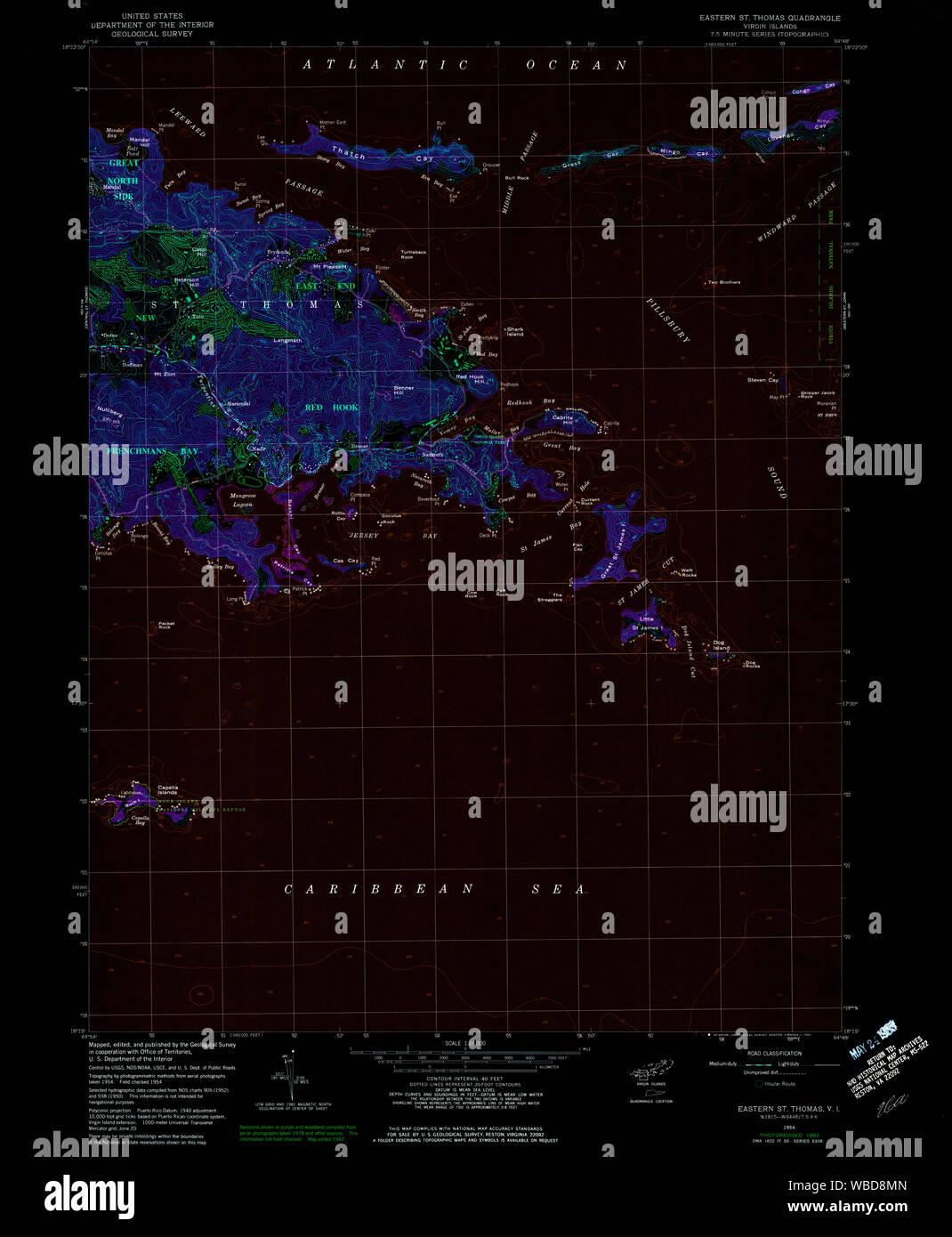 USGS TOPO Map Virgin Islands VI Eastern St Thomas 462207 1954 24000 ...