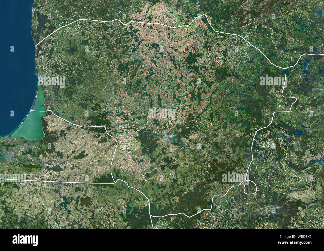 Color satellite image of Lithuania (with administrative boundaries ...