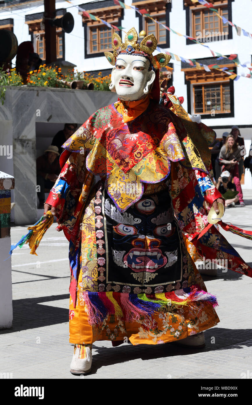 Mask dancer at a traditional Buddhist mask dance of the annual Ladakh ...