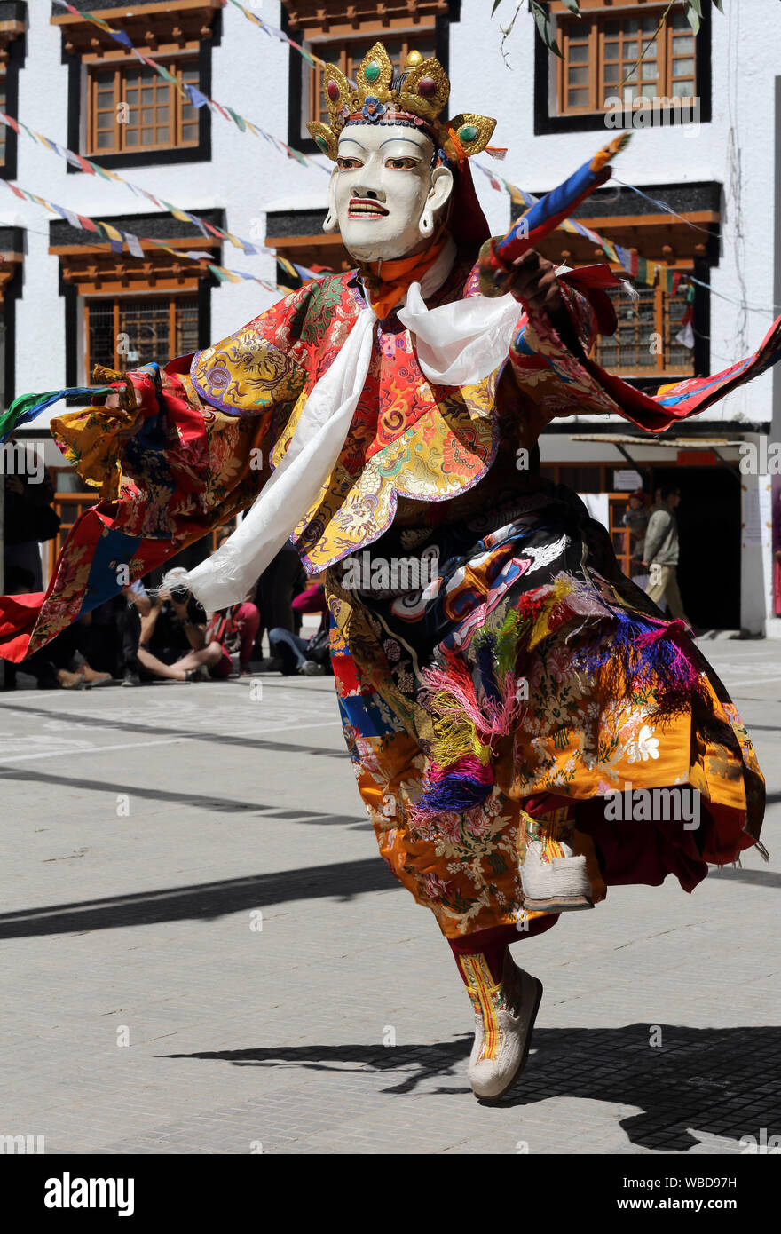 Mask dancer at a traditional Buddhist mask dance of the annual Ladakh ...