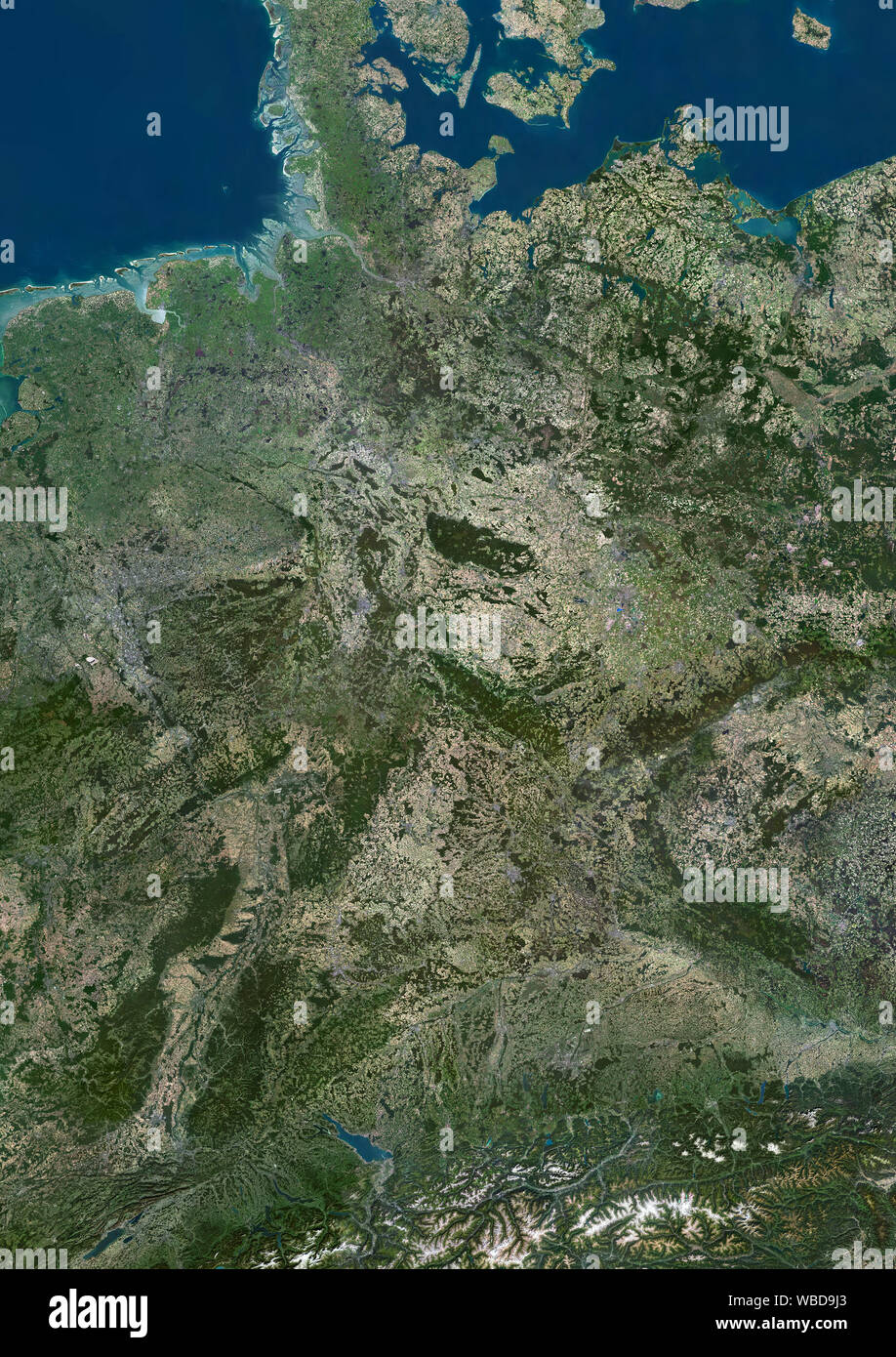 Color satellite image of Germany. This image was compiled from data ...