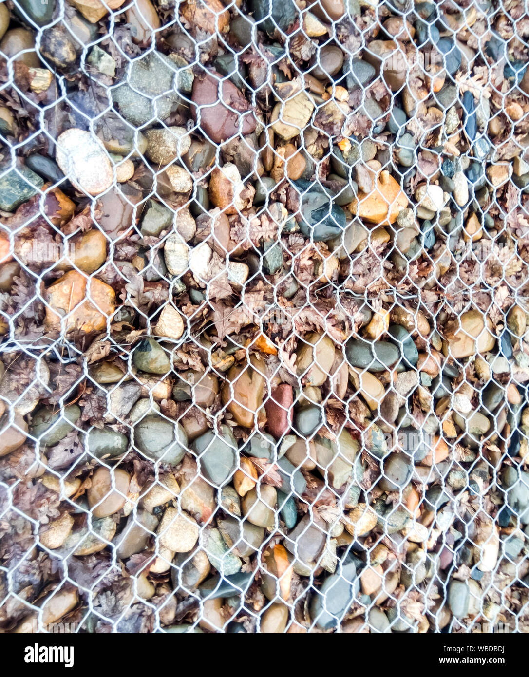 Retaining net on the slope. The net keeps the pebble from scattering ...