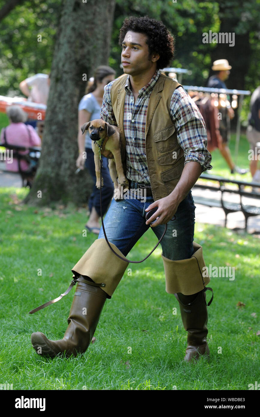 NEW YORK - AUGUST 17: Corbin Bleu filming a scene for TBL:The Beautiful ...