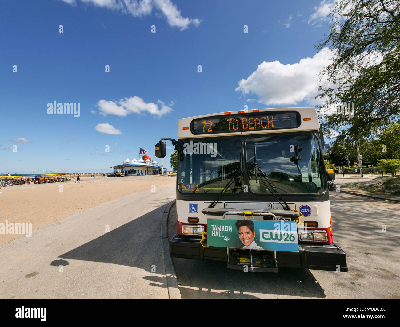 Chicago CTA bus and North Avenue Beach Stock Photo - Alamy