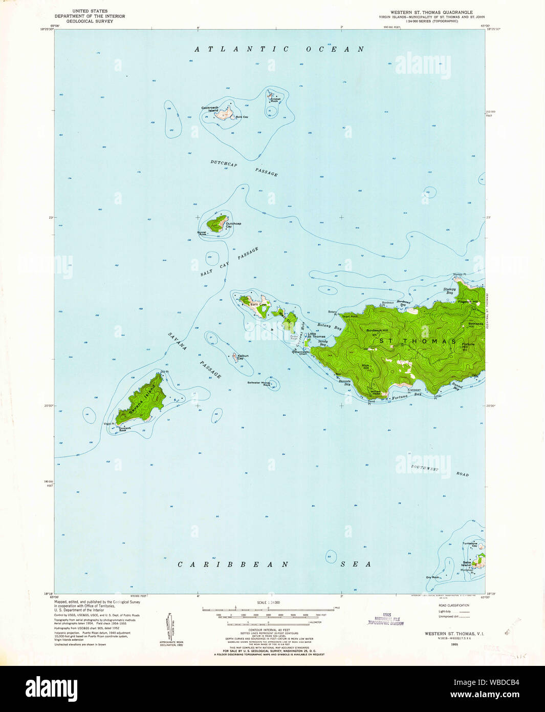 USGS TOPO Map Virgin Islands VI Western St Thomas 462228 1955 24000 ...
