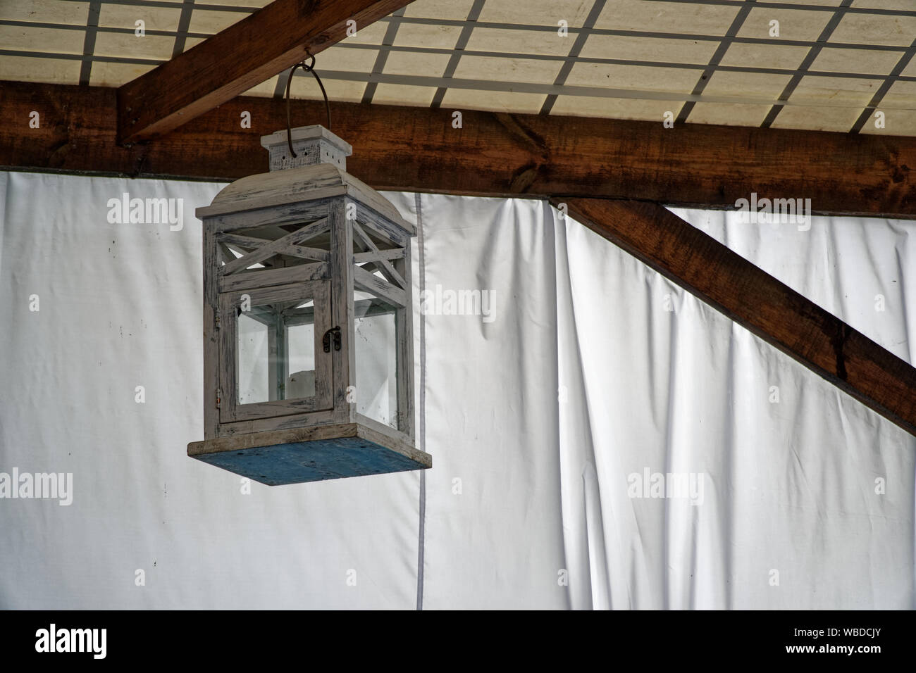 Wooden retro and vintage lantern or classic lamp for interior or ...