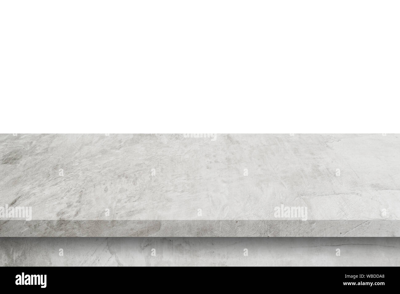 Empty cement table on isolated white background with copy space and ...