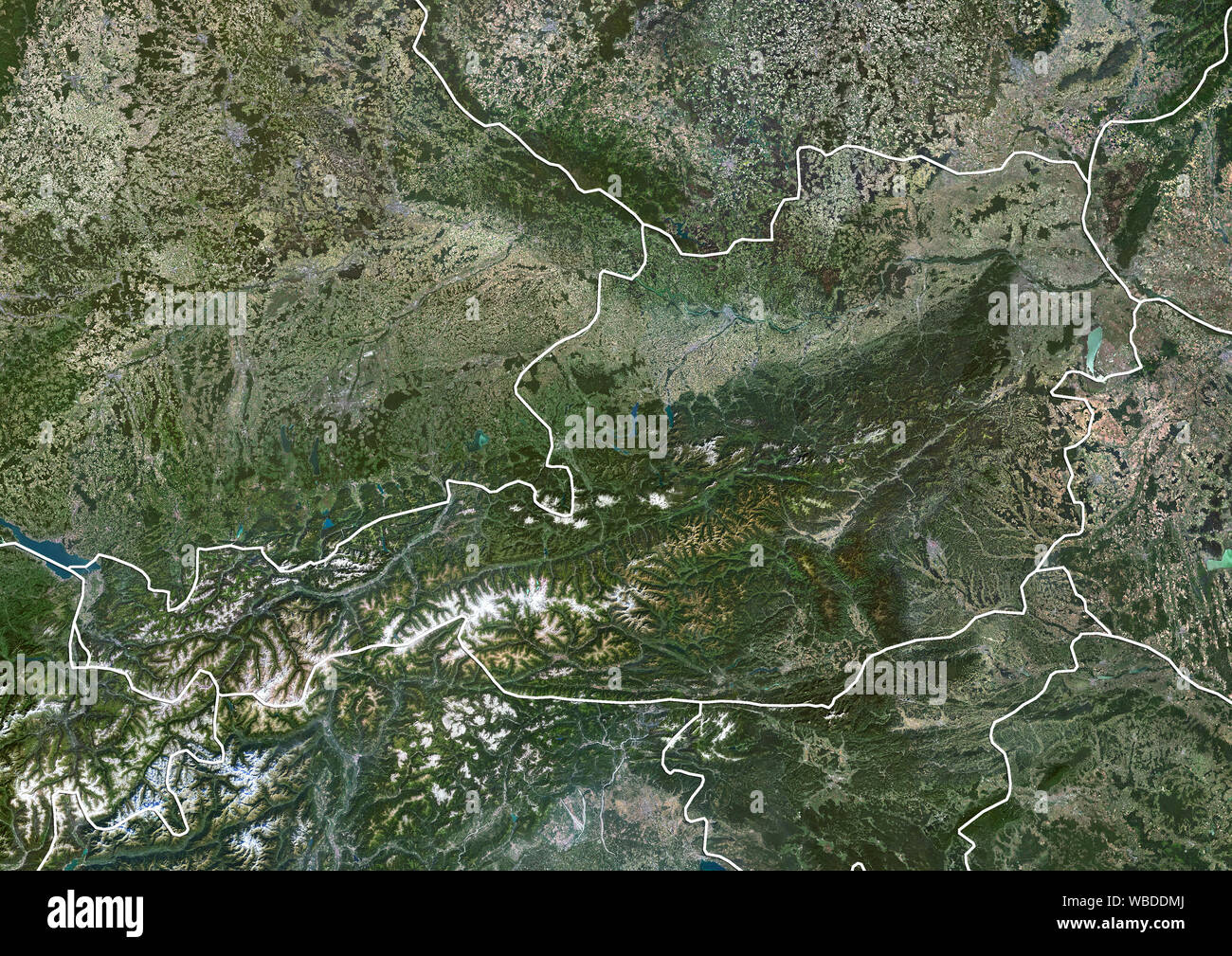 Color satellite image of Austria (with administrative boundaries). This ...